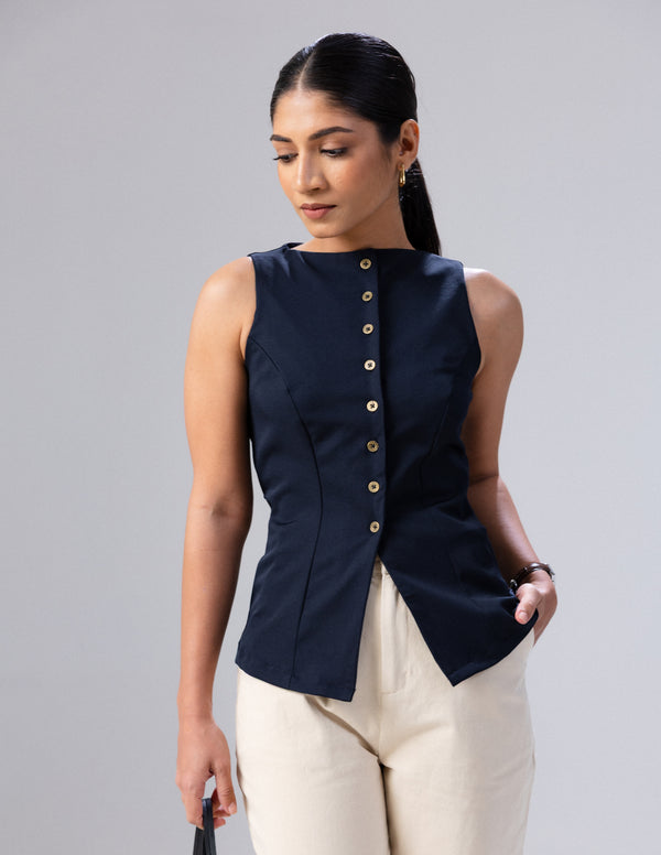 Button Down Back Tie Up Top