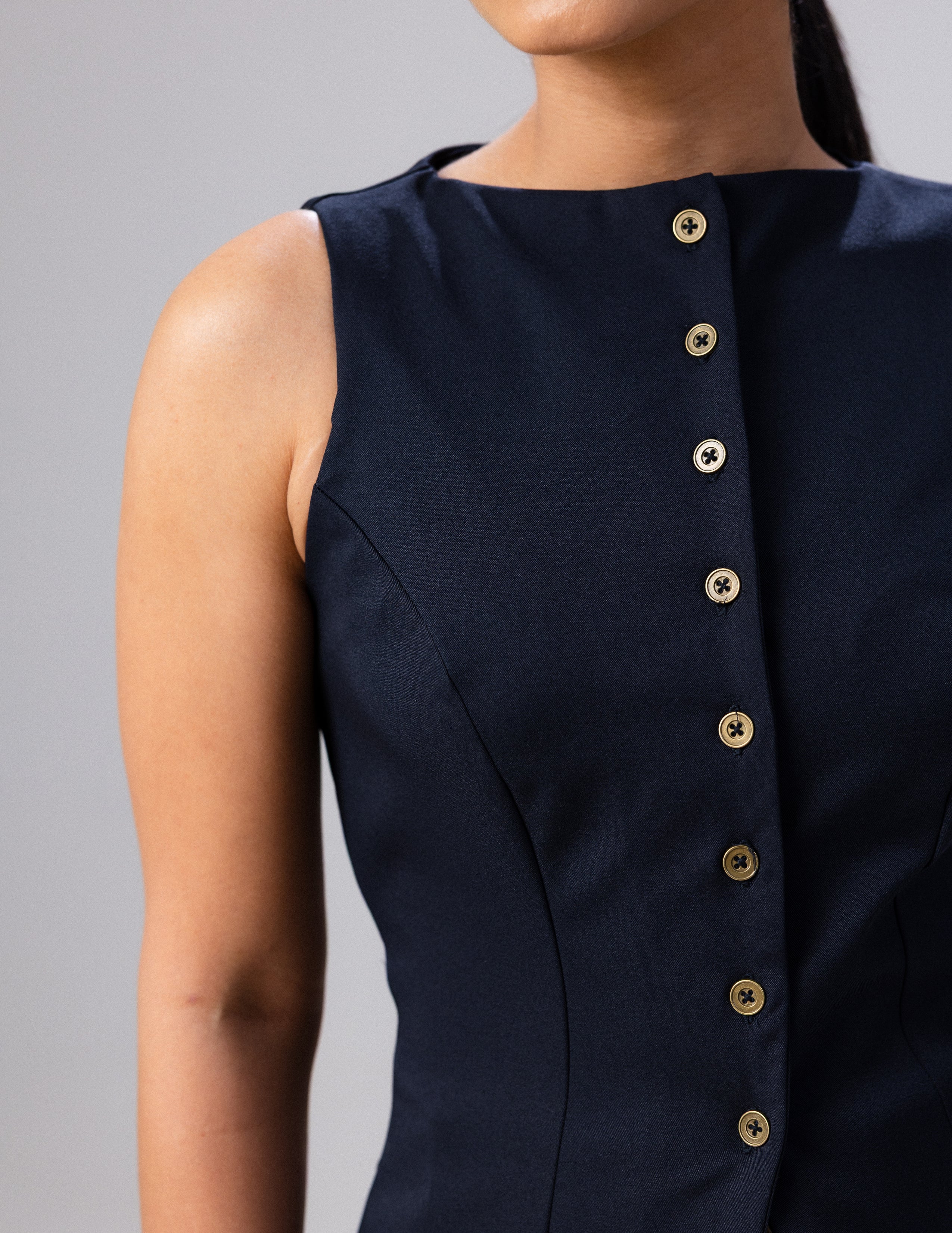 Button Down Back Tie Up Top