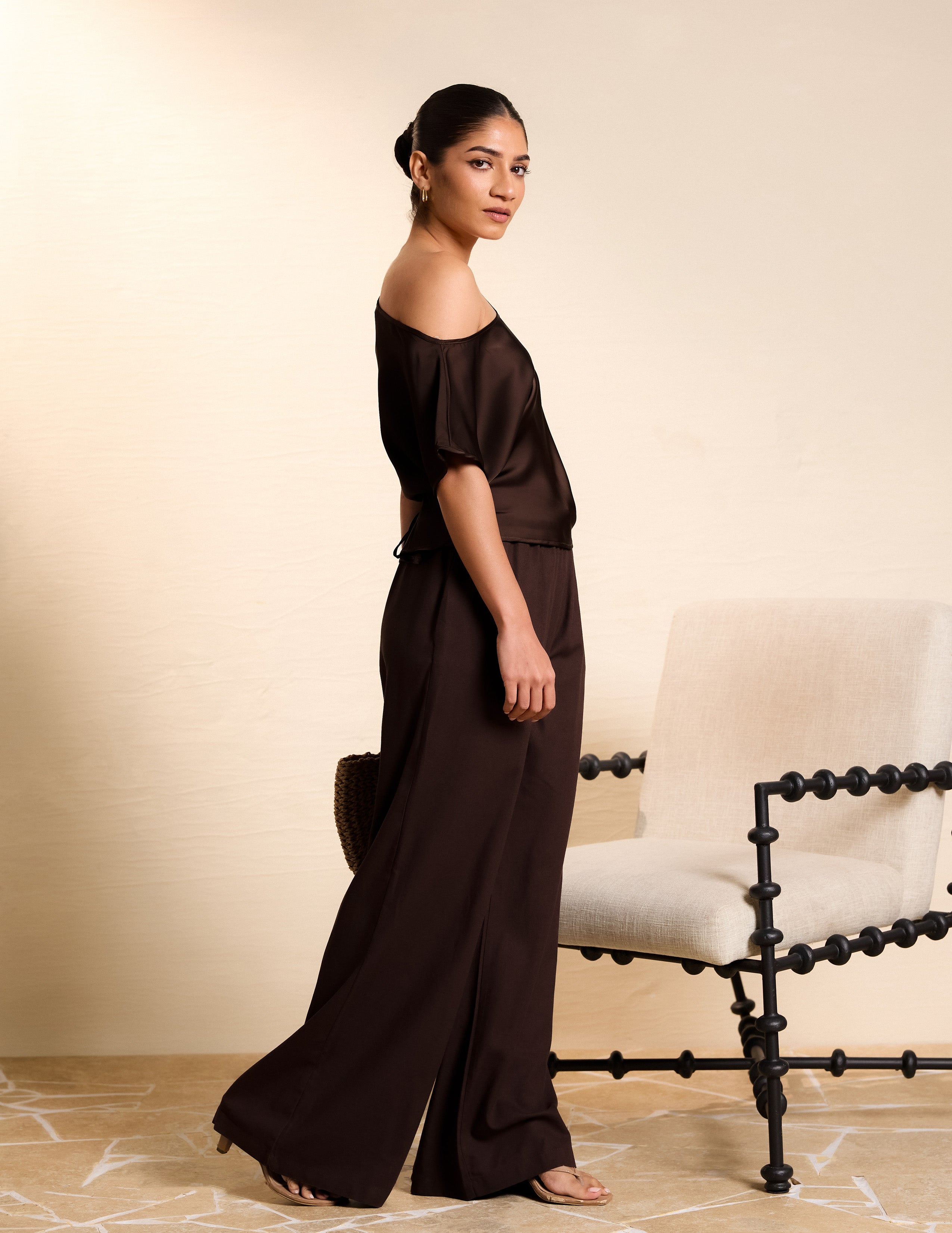 Drop Shoulder Satin Top
